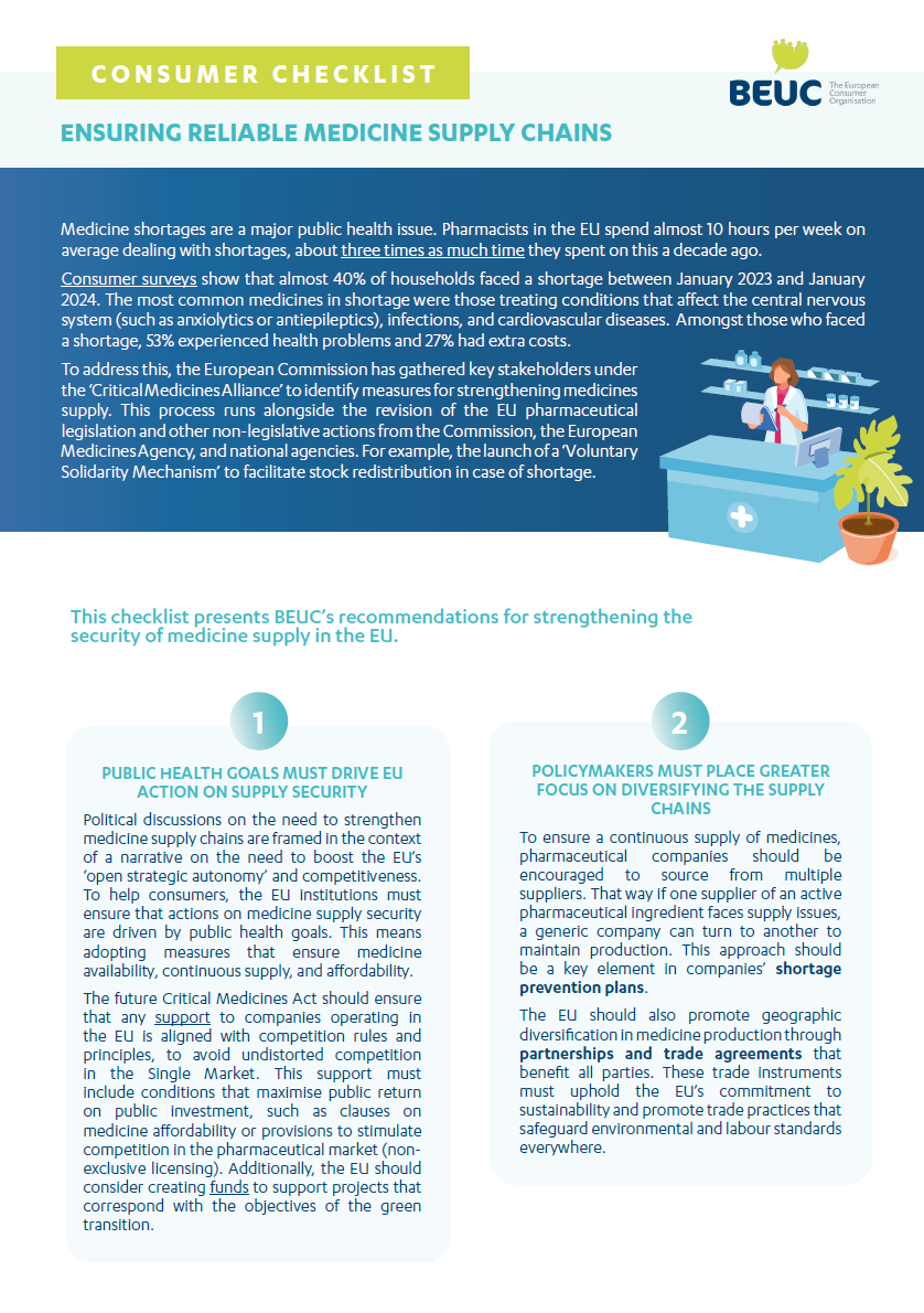 Ensuring reliable medicine supply chains: consumer checklist